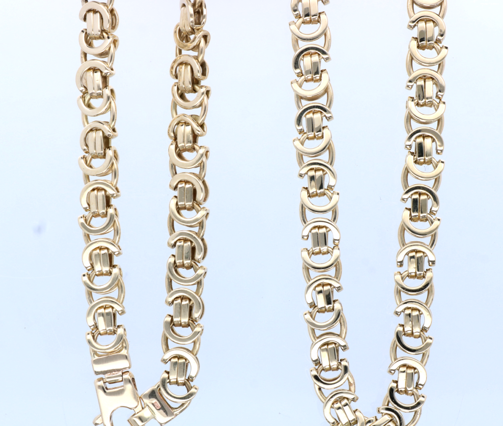 Prachtige Plat Gouden Koningsketting 14 KRT // Lengte 56 cm - Kleen ...